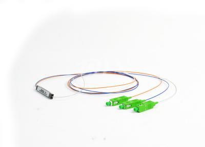 China SC/APC 1x2 PLC Optical Fiber Splitter Singlemode stainless tube type Connectorized for sale