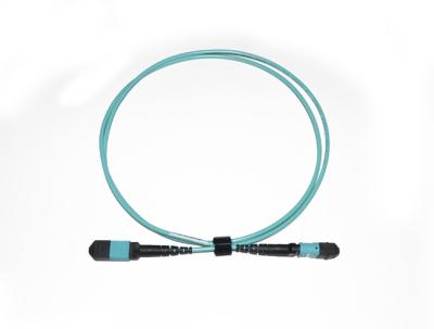 China 12 Fiber 40GbE, 40GBASE-SR4, OM3/OM4 Plenum Aqua MTP Jumper for sale