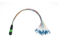 China MPO/MTP to LC duplex 12 core ribbon fiber fanout Patch Cord for sale