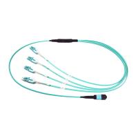China 12 core om3 40G mpo-lc fiber optic cable for sale