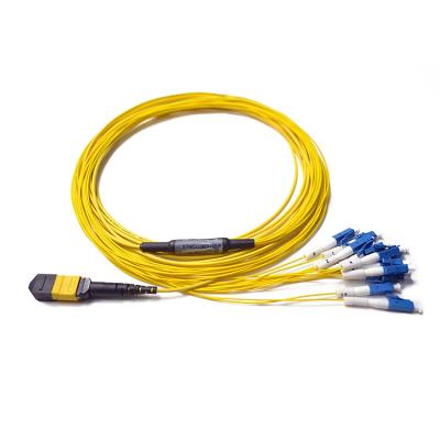 China Optic fiber fan-out Patch Leads elite loss SM 12 Fiber 40G MTP/MPO-LC Harnesses Cable for sale