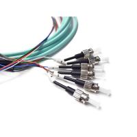 China Pre Terminated OM3 Break Out FC To ST Ribbon 6 Fiber Optic Patch Cord Auqa Jacket for sale