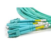 China OM3 40G OFNP MPO/MTP To LC Fanout Patch Cord Fiber Optic Customized Length for sale