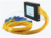 China Yellow Optical Fiber 1*16 PLC Fiber Splitter With SC / UPC Connector For Data Communication for sale
