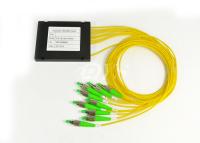 China FC/APC Fiber Optic 1x8 PLC splitter, plastic ABS box packing 1260/1650 for sale