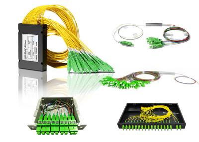 China 1x2 1x4 1x8 1x16 1x32 1x64 Fiber Optic PLC Splitter With SC Connector Optical Fiber Splitter for sale