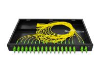 China 1x2 1x4 1x8 1x16 1x32 1x64 Fiber Optic PLC Splitter With SC Connector Optical Fiber Splitter for sale