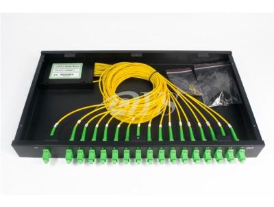 China SC/APC 1*16 PLC Optical Fiber Splitter Rack Mount Box Low Excess Loss for sale