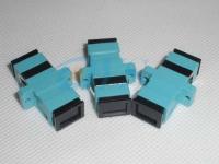 China OM3 Simplex SC Aqua Color Fiber Optic Adapter With Zirconia Sleeve for sale