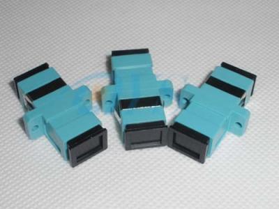 China OM3 Simplex SC Aqua Color Fiber Optic Adapter With Zirconia Sleeve for sale