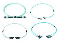 China OM3 Breakout LC QSFP Fiber Optic Cable Assemblies 24 Core for sale