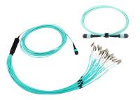 China OM3 Breakout LC QSFP Fiber Optic Cable Assemblies 24 Core for sale