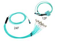 China OM3 Breakout LC QSFP Fiber Optic Cable Assemblies 24 Core for sale