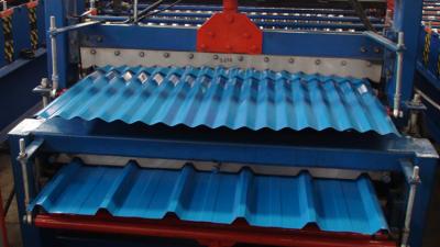 China Double Roof Tiles Roll Forming Machine 0.8-2mm Thickness 20m/min Speed for sale