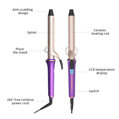 China 360 Degree Rotating Electric Hair Curler PTC Heating LCD Ceramic Ionic Curling Iron for sale