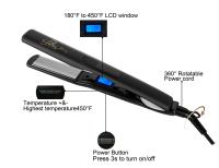 China Flat Iron High Temperature 480F MCH Heater Hair Straightener Flat Iron Mirror Titanium for sale
