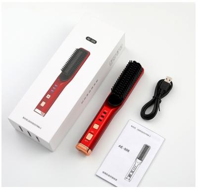 China Portable Wireless Ionic Keratin Straightener Brush Hot Iron Comb For Men And Women for sale