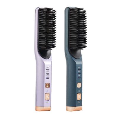 China Mini 2 In 1 Hair Straightener Brush Rechargeable Cordless Flat Iron For Travel / Home for sale