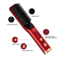 China 160-200C Electric Hair Straightener Brush Wireless Cordless Ceramic Coating Plate for sale