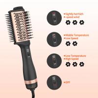 China Hair Straightener Hot Air Brush W/ PTC Heater 3 In 1 Hair Dryer Straightening Brush With 3 Control Modes 75mm for sale