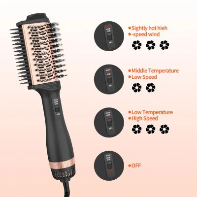China Hair Straightener Hot Air Brush W/ PTC Heater 3 In 1 Hair Dryer Straightening Brush With 3 Control Modes 75mm for sale