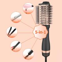 China Hair Straightener Hot Air Brush W/ PTC Heater 3 In 1 Hair Dryer Straightening Brush With 3 Control Modes 75mm for sale