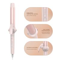 China Auto Wavy Hair Curler 3 In1 straightener And Crimper Pink Automatic Mini Electric Auto Rotating Ceramic Styling Roller for sale