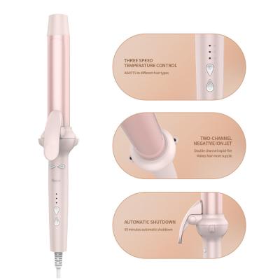 China Auto Wavy Hair Curler 3 In1 straightener And Crimper Pink Automatic Mini Electric Auto Rotating Ceramic Styling Roller for sale