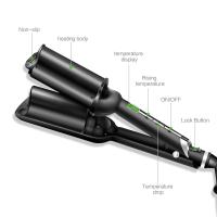China Anti Scalding 22mm Beach Wave Triple Barrel Curling Iron Ceramic Ionic Hair Wand for sale