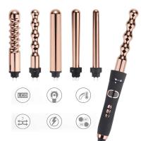 China Rohs 13-25mm 5 In 1 Curling Wand Set Interchangeable Barrel Curling Iron for sale