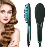 China Professional Ceramic Flat Iron Comb 110V-240v Dual Voltage Hair Straightener Brush for sale