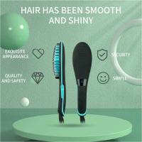 China Professional Ceramic Flat Iron Comb 110V-240v Dual Voltage Hair Straightener Brush for sale