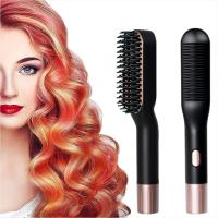 China FCC  110-240v Heated Beard Straightening Brush / Ionic Hair Brush Straightener for sale