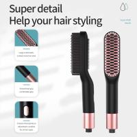 China FCC  110-240v Heated Beard Straightening Brush / Ionic Hair Brush Straightener for sale