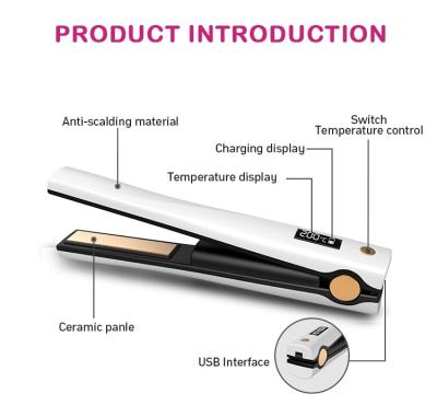 China OEM Logo 9*1.7inch Wireless Hair Tools Mini Cordless Rechargeable Flat Iron for sale