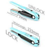 China Blue Compact 110-220V Cordless Travel Hair Straighteners 60W Tail Design for sale