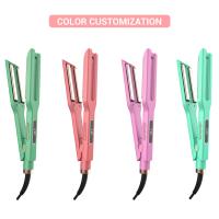 China Titanium Flat Iron 4 PTC Heaters LED Digital Hair Straightener Double Effect Pro Fast Electric for sale