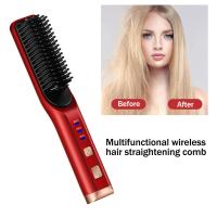 China PET Cordless Hair Straightening Brush 2.5m Cord Ceramic Plate for sale