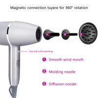 China 1400W DC Hair Dryer Negative Ions Small Size 2m Cord With 3 Nozzle for sale