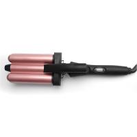 China Ceramic Barrel Hair Ribbon Curler LCD Display Three Barrel 230C Portable for sale