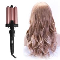 China Ceramic Barrel Hair Ribbon Curler LCD Display Three Barrel 230C Portable for sale