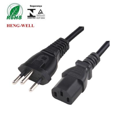 China AC 3 Round Pin Brazil Power Cord 2m INMETRO For Home Appliance for sale