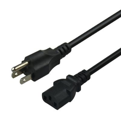 China 6 Foot UL Approved Power Cord USA Black AC 3 Prong Computer Cable for sale