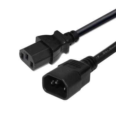 China Black IEC 60320 C13 Household Extension Cord 125V 10A 3 Prong AC Power cable for sale