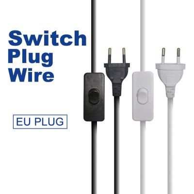 China European Waterproof Extension Power Cable 2 Pin Power Cord With Inline Switch for sale