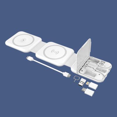 China Magnetic Two In One Wireless Charger With USB And Micro Lightning SMI Card Ejector for sale