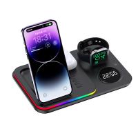 China LED 3 In 1 Foldable Wireless Charger 15W 10W 7.5W 5W With Clock for sale