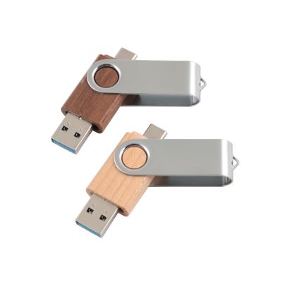 China USB A and Type C together Wooden Memory USB With 0°C To 60°C Operating Range for sale