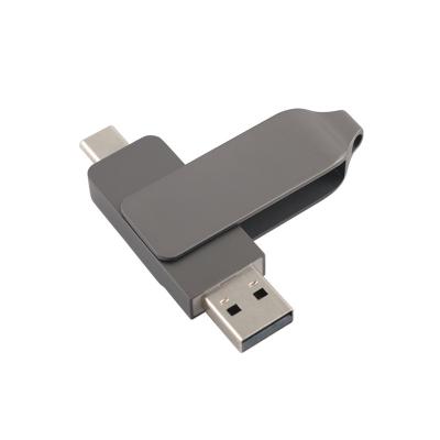 China Gun Black Metal Type C USB Flash Drives Twist Shaped Fast Speed 3.0 And 3.0 for sale