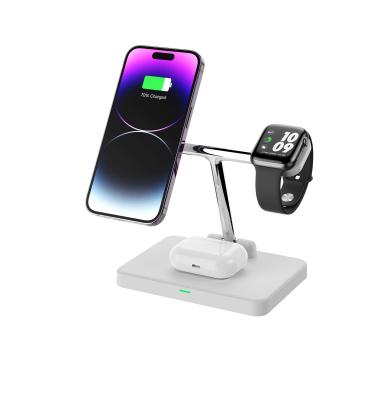 China Fast Upright Wireless Charging 3 In 1 Fast Charger For Phone Earphone Watch for sale